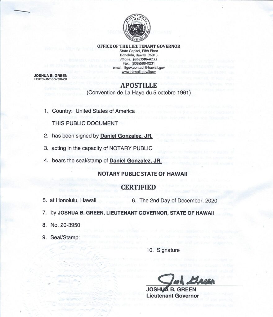 Hawaii Sample Apostille WEST COVINA NOTARY PUBLIC APOSTILLE